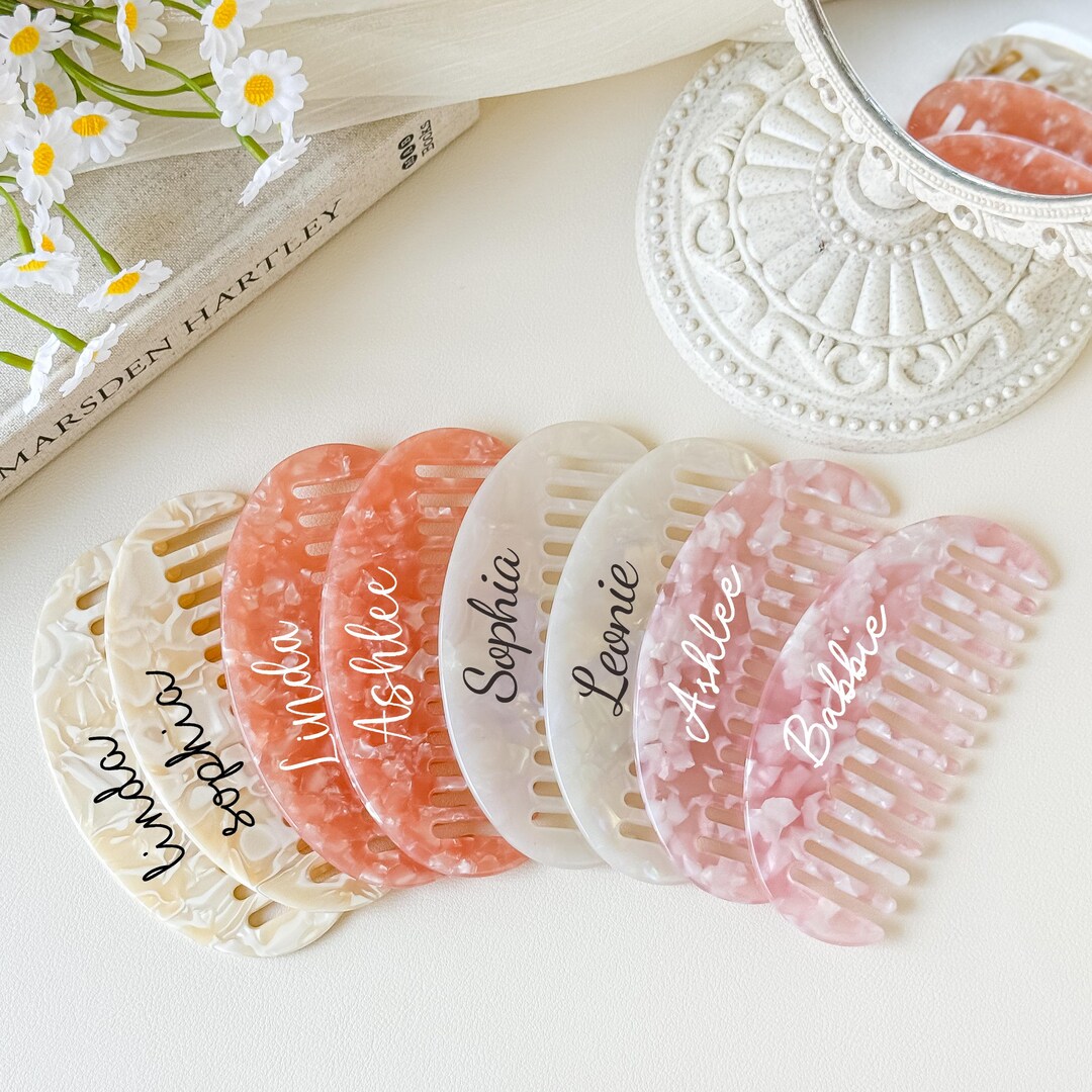 Personalized Acetate Comb/ Custom Name Hair Comb/ Birthday Gift/ Wide ...