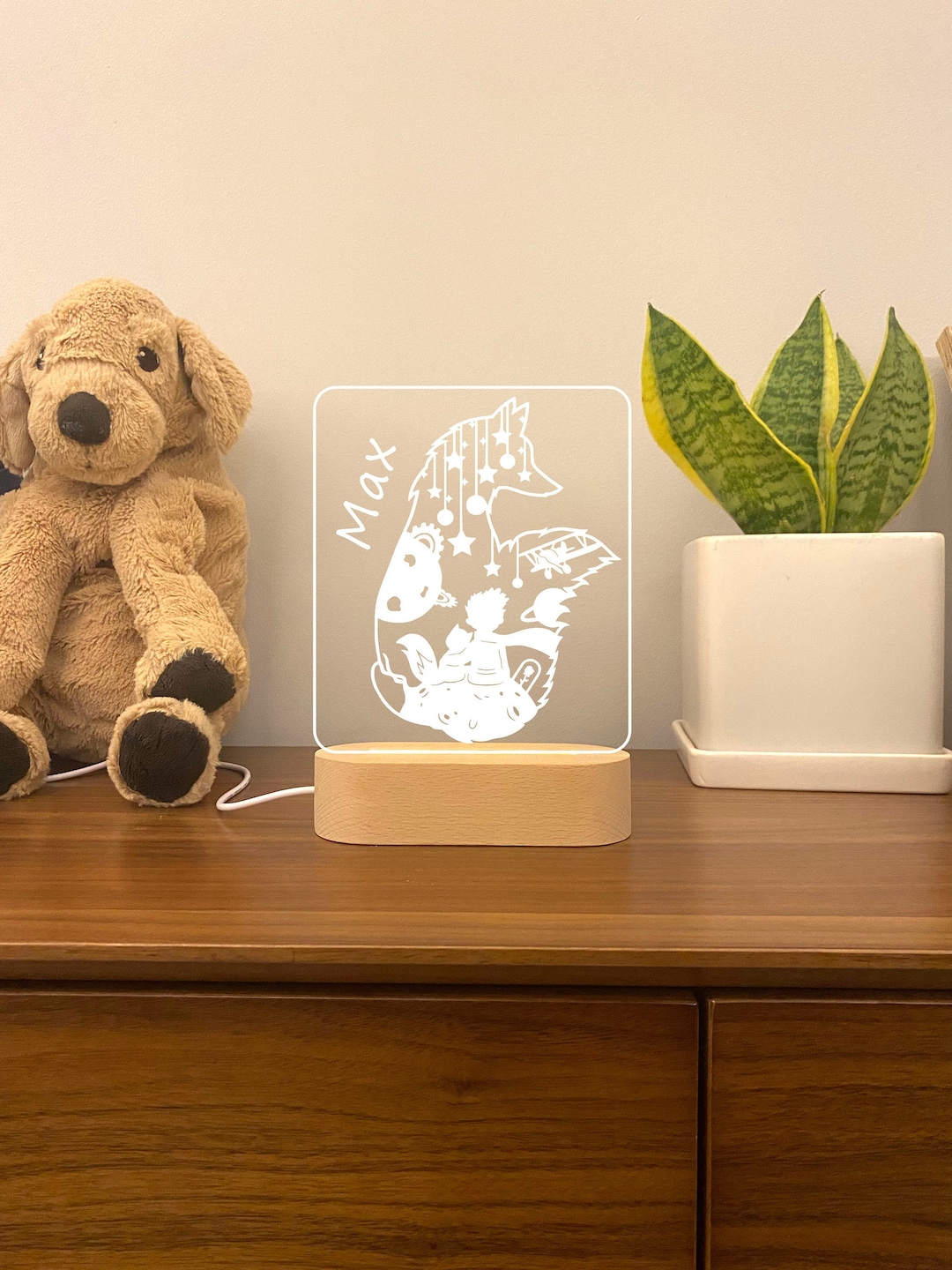 Personalized Little Prince LED Light, Night Light, Wood Base, Room ...