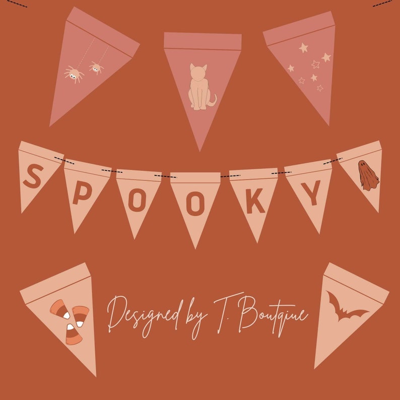 PRINTABLE Spooky Halloween Banner DIGITAL Boho Minimalist - Etsy