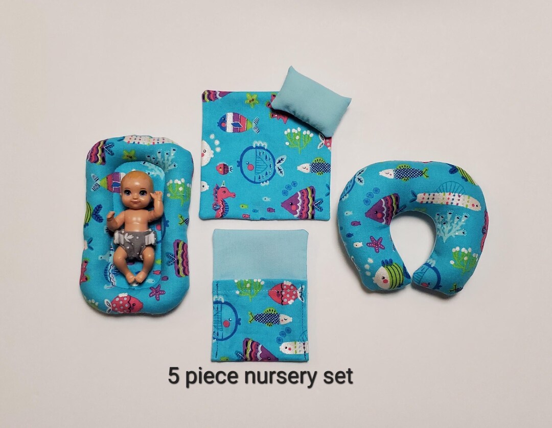 5 Piece Nursery Set for 3 Inch Dolls - Ocean Theme - Etsy