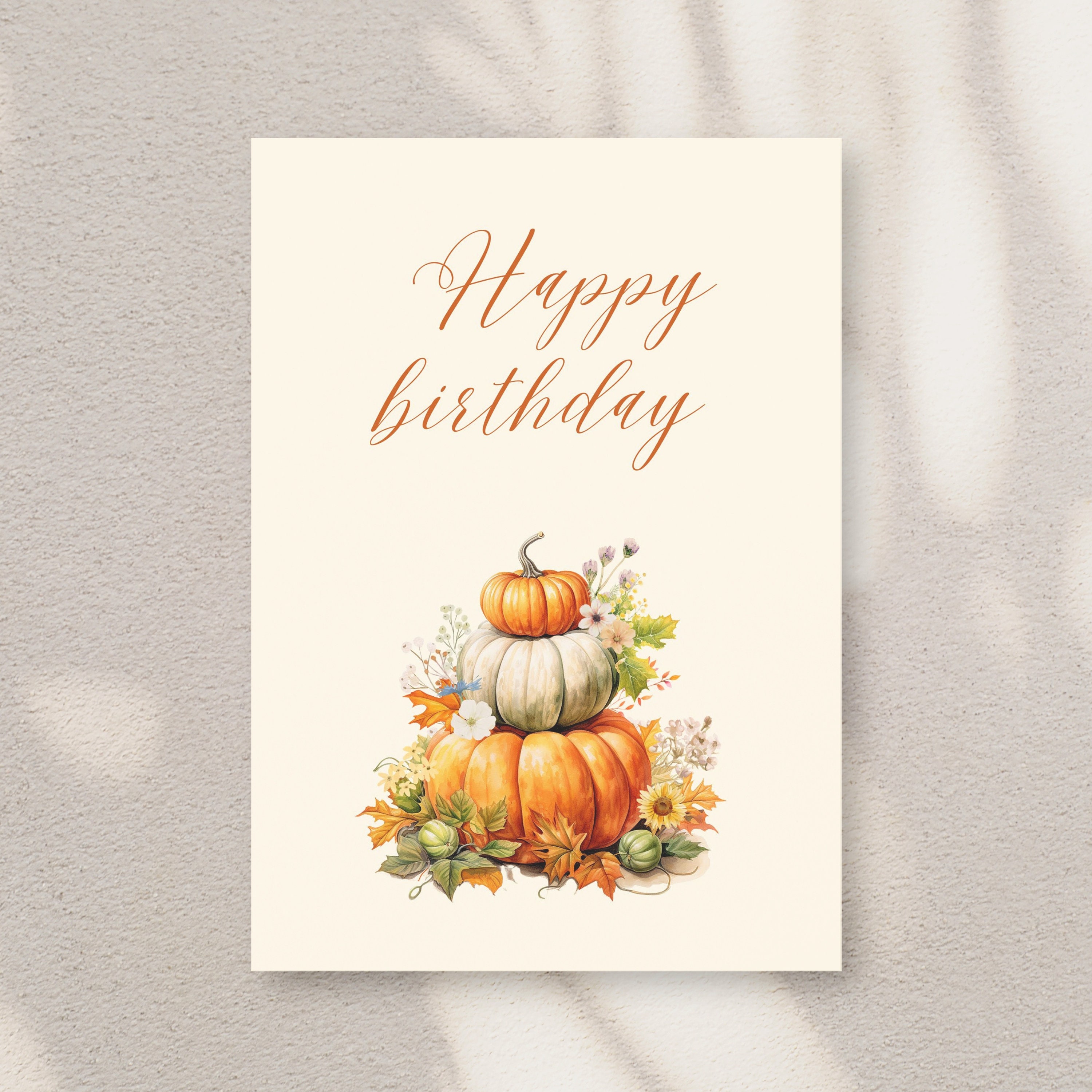 Autumn Birthday Card, Fall Birthday Greeting Card, Fall Birthday Card ...