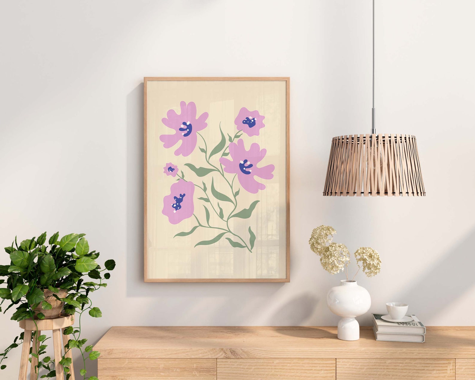 Pink Flower Poster Botanical Print Fashion Poster Spring Flowers Floral ...