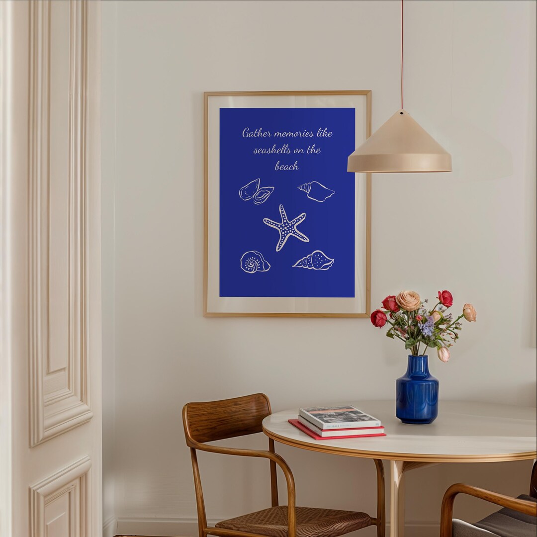 Blue Seashell Print: Coastal Beach House Decor (digital Download, PDF ...