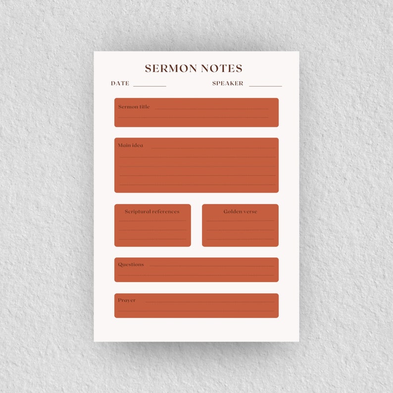 Printable Sermon Note Template Sermon Outline PDF Sermon Notes Church ...