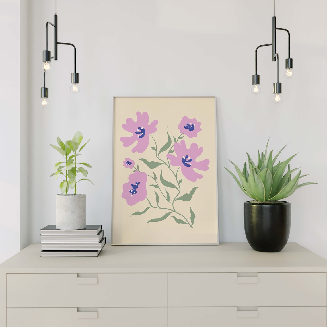 Pink Flower Poster Botanical Print Fashion Poster Spring Flowers Floral ...