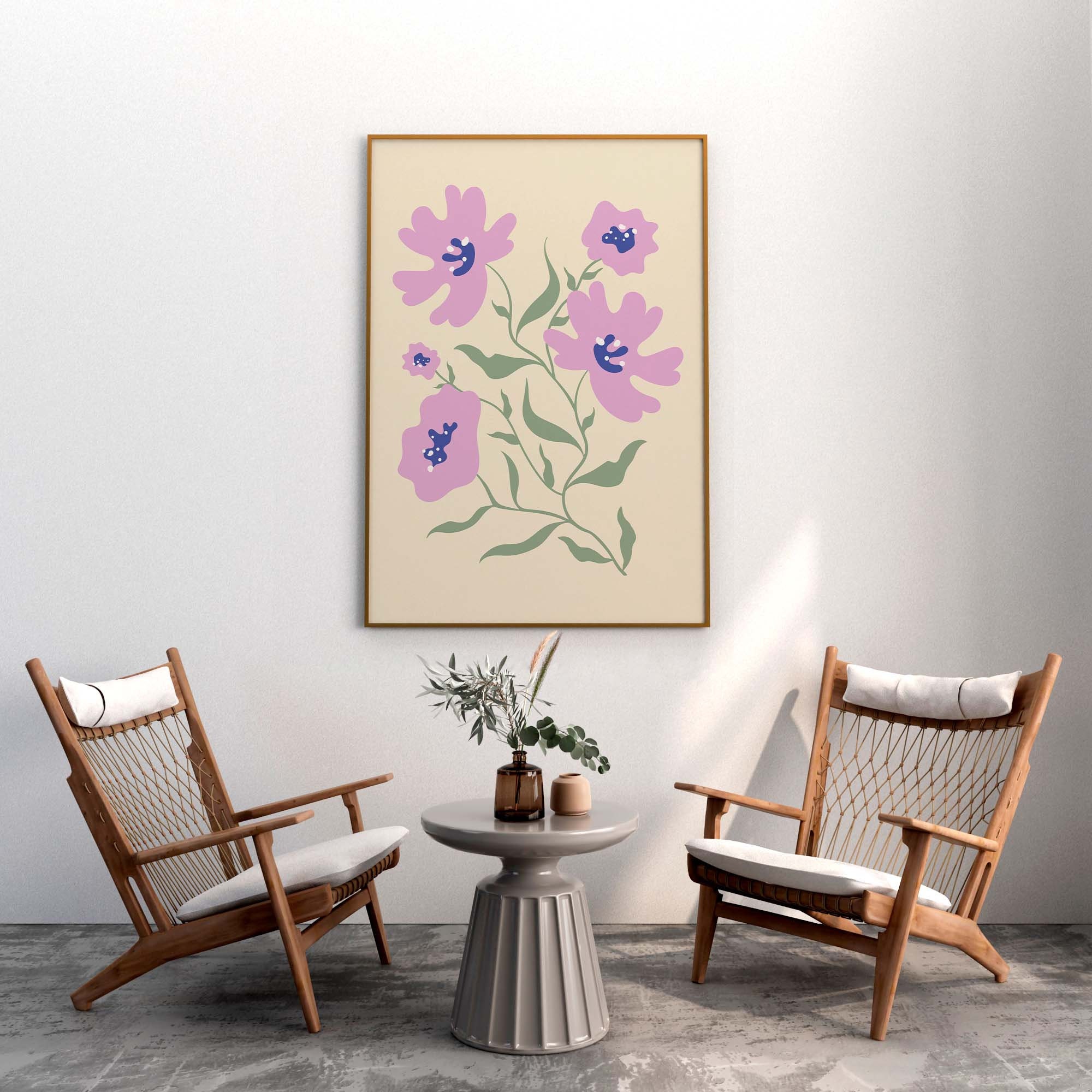 Pink Flower Poster Botanical Print Fashion Poster Spring Flowers Floral ...