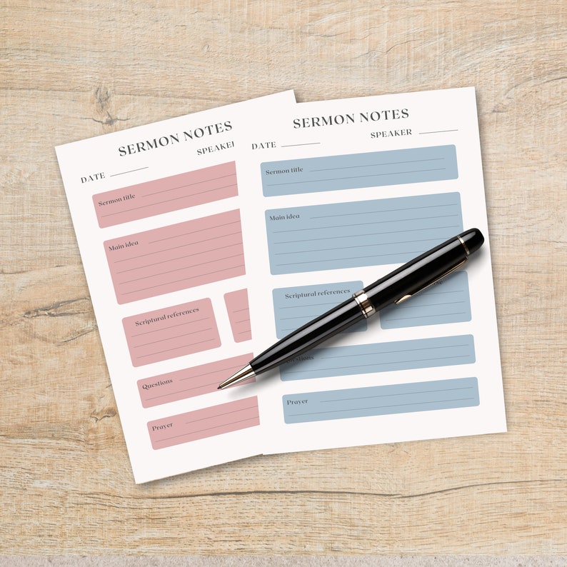 Printable Sermon Note Template: Church Bible Study (PDF) - Etsy