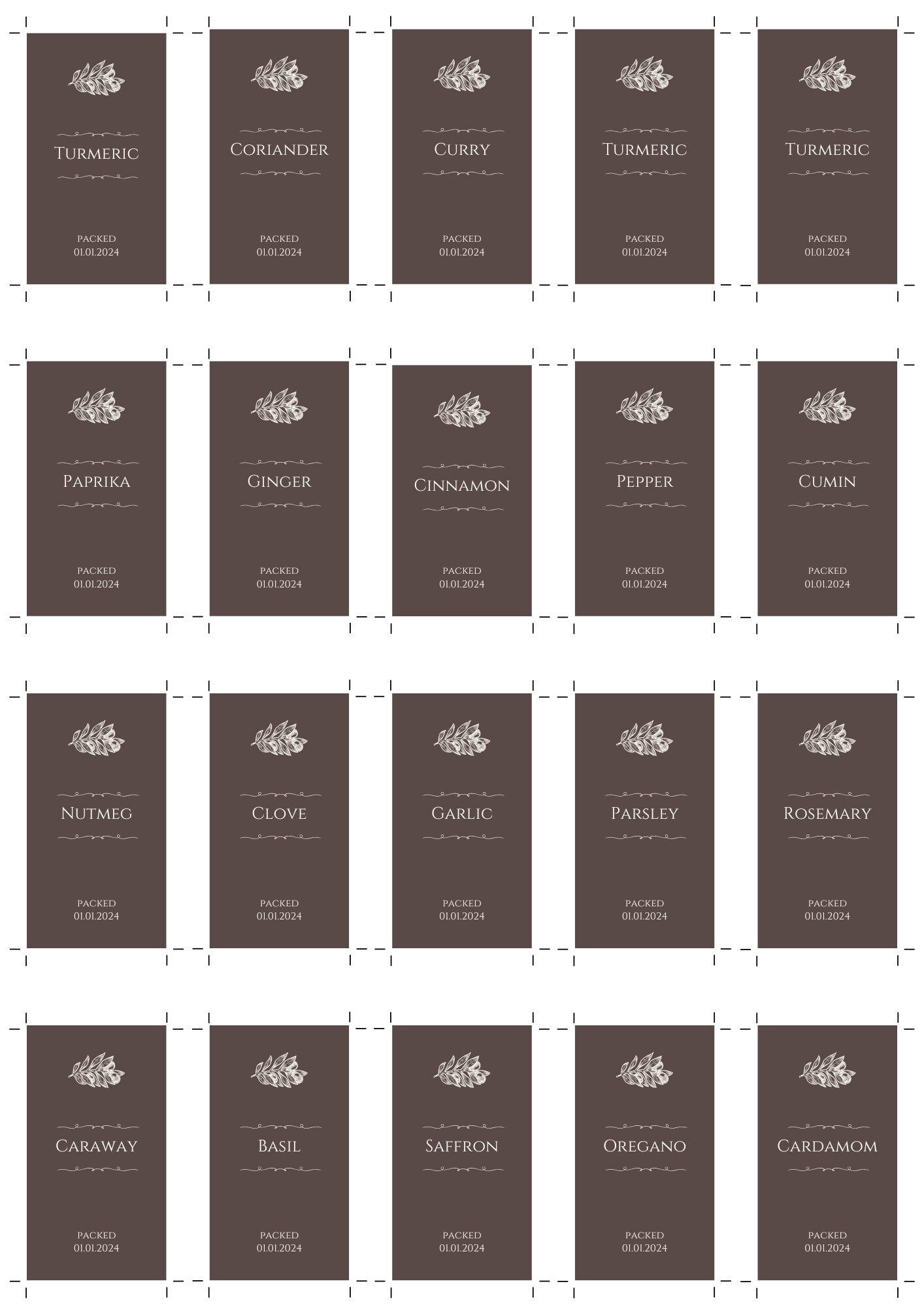 Editable Printable Spice Jar Labels Modern Minimalist Spice Jar Label ...