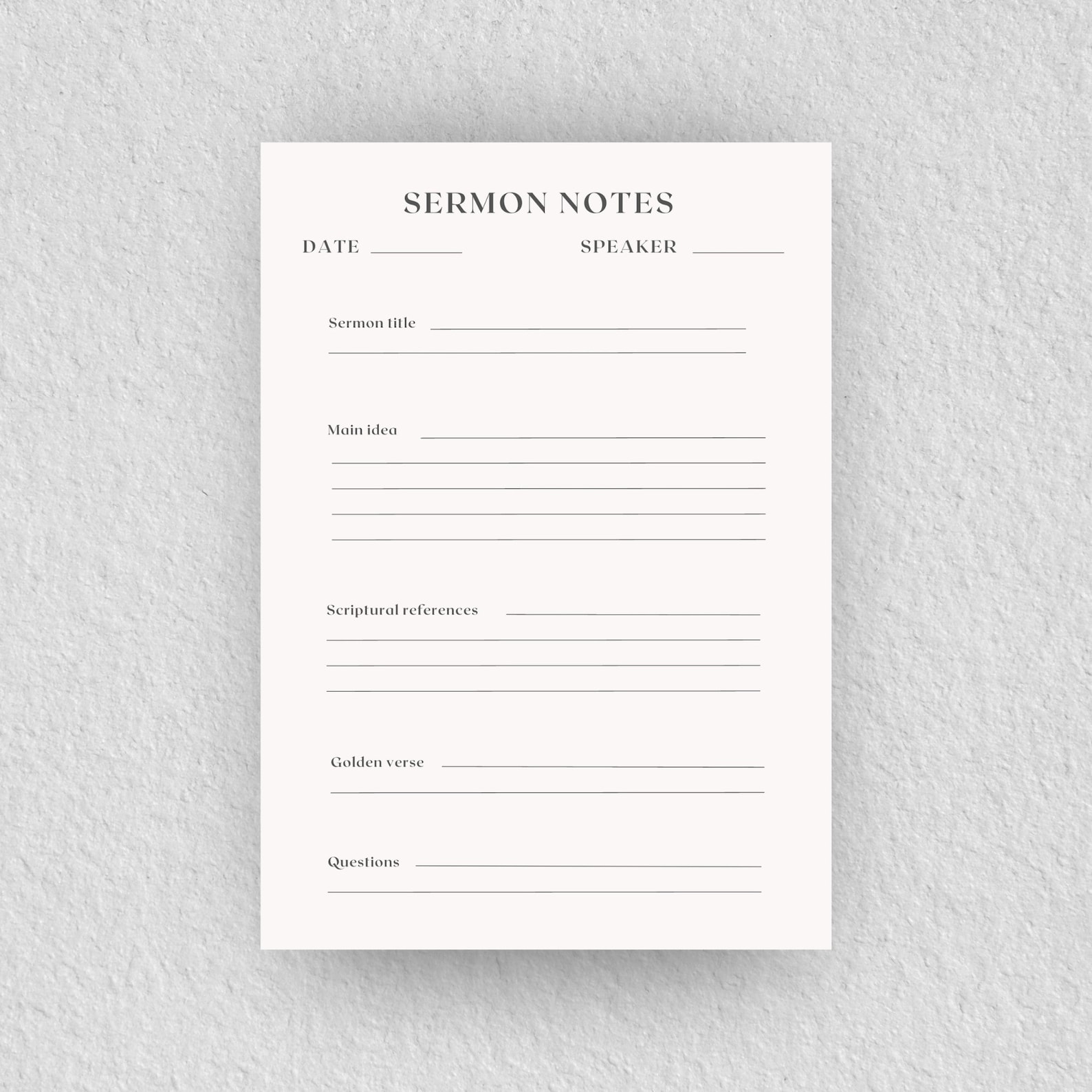Printable Sermon Note Template Sermon Outline PDF Sermon Notes Church ...
