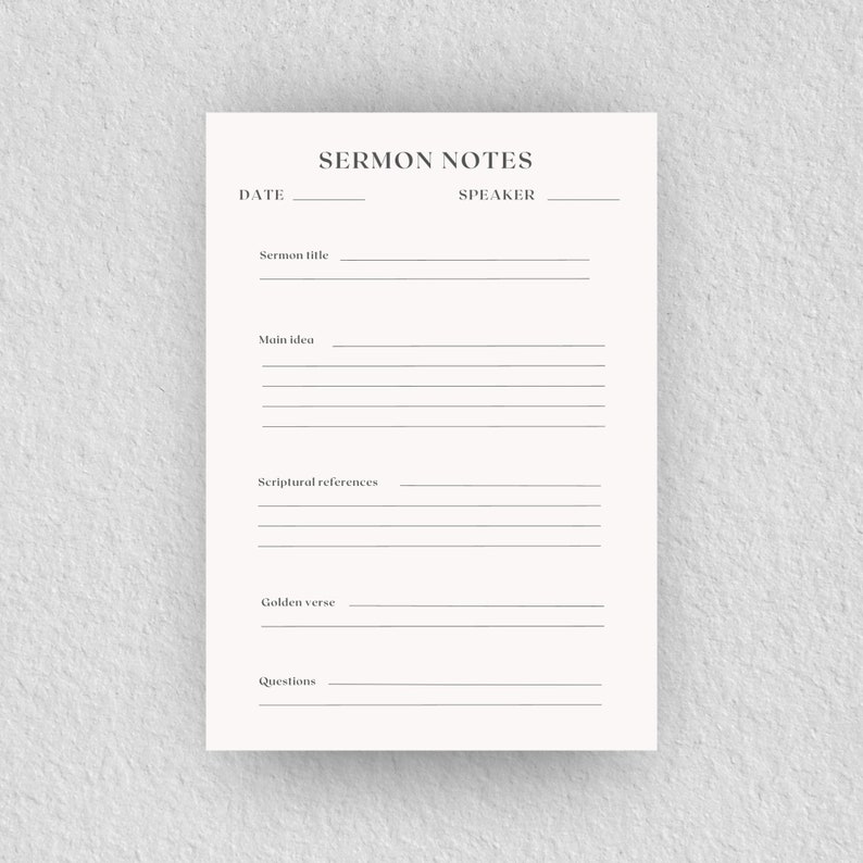 Printable Sermon Note Template Sermon Outline PDF Sermon Notes Church ...