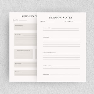 Printable Sermon Note Template Sermon Outline PDF Sermon Notes Church ...