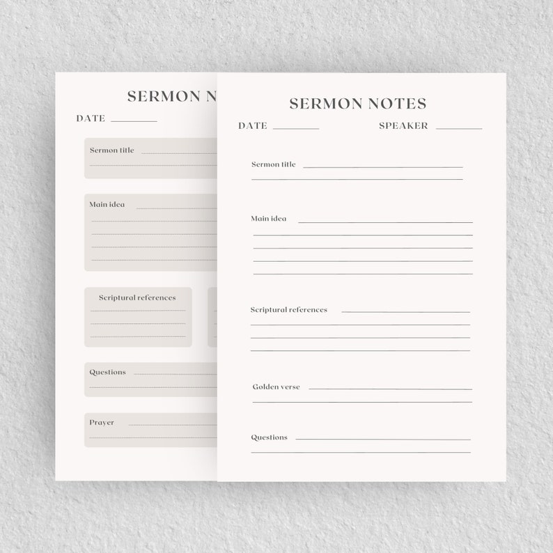 Printable Sermon Note Template Sermon Outline PDF Sermon Notes Church ...