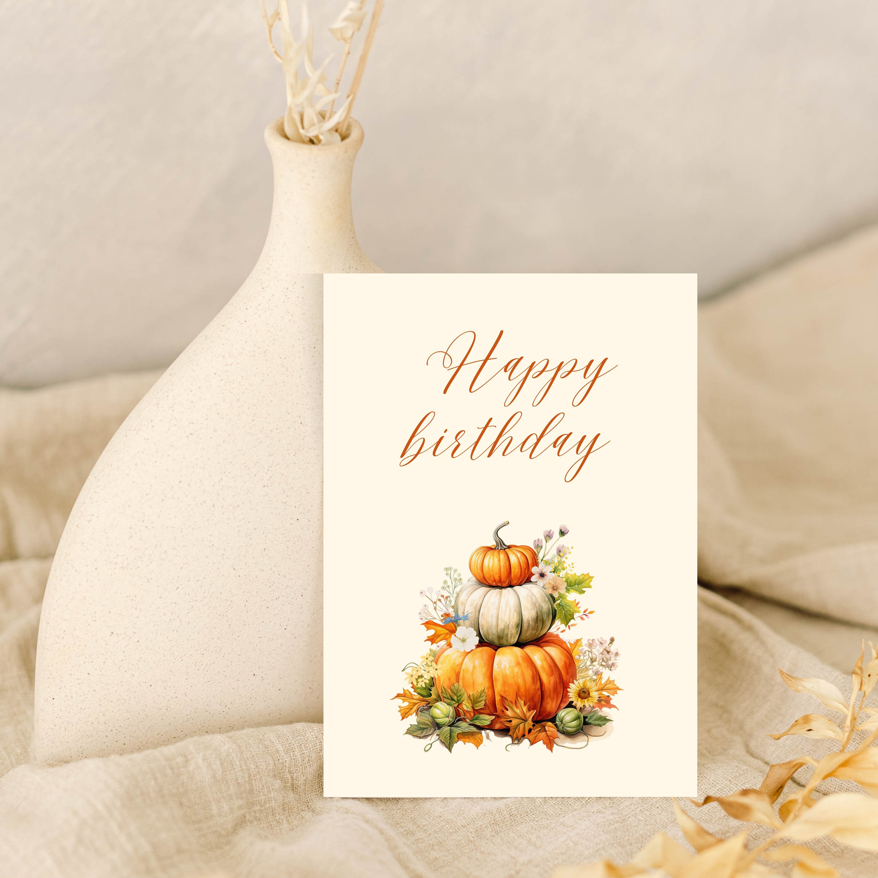 Autumn Birthday Card, Fall Birthday Greeting Card, Fall Birthday Card ...