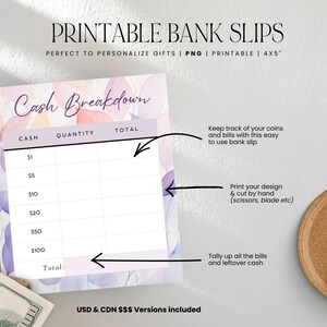 Cash Breakdown Slip, Bank Teller Slip Printable, Coin Counting, Money ...