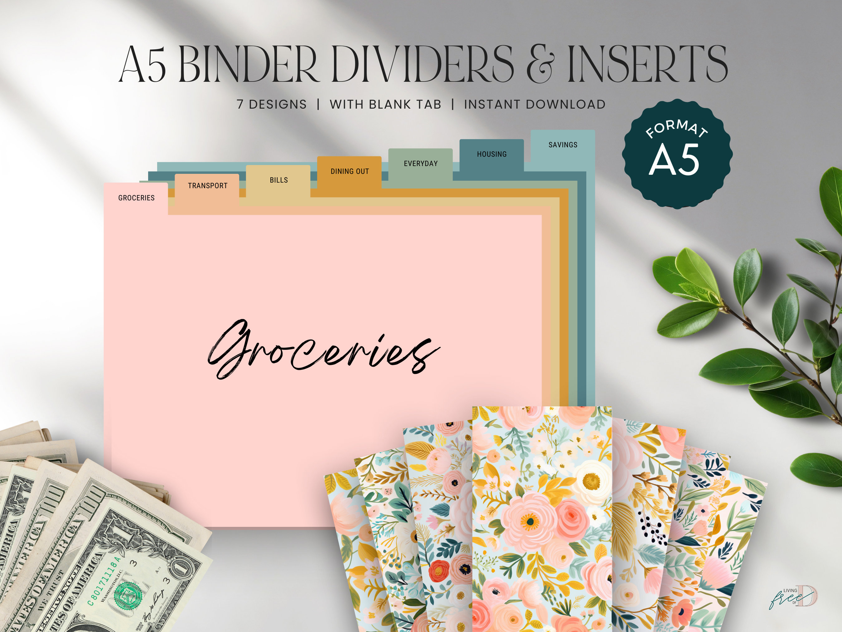 A5 Binder Cash Tab Dividers and Inserts Money Organizer Cash - Etsy