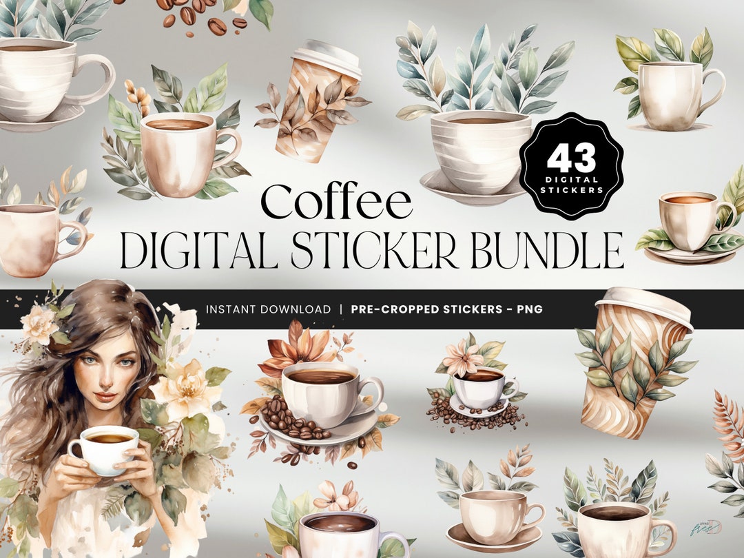 Coffee Digital Stickers Goodnotes, Coffee Girl Clipart Digital Stickers ...