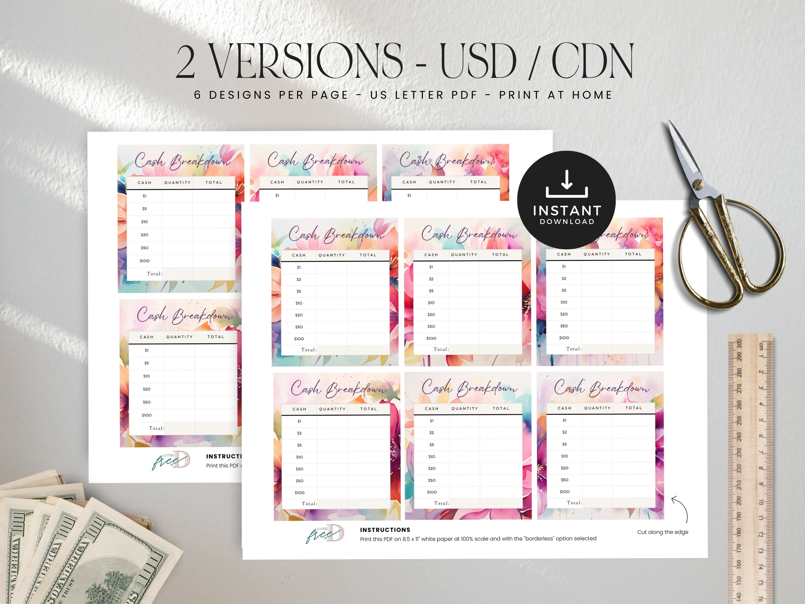 Cash Breakdown Slip, Bank Teller Slip Printable, Coin Counting, Money ...