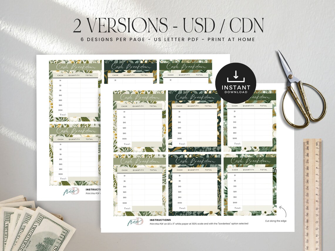 Cash Breakdown Slip, Bank Teller Slip Printable, Coin Counting, Money ...
