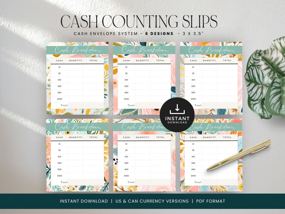 Cash Breakdown Slip, Bank Teller Slip Printable, Coin Counting, Money ...