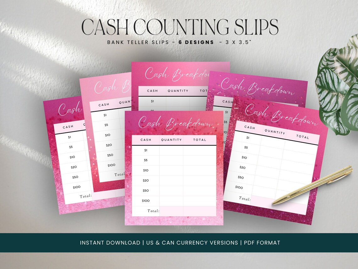 Cash Breakdown Slip, Bank Teller Slip Printable, Coin Counting, Money ...