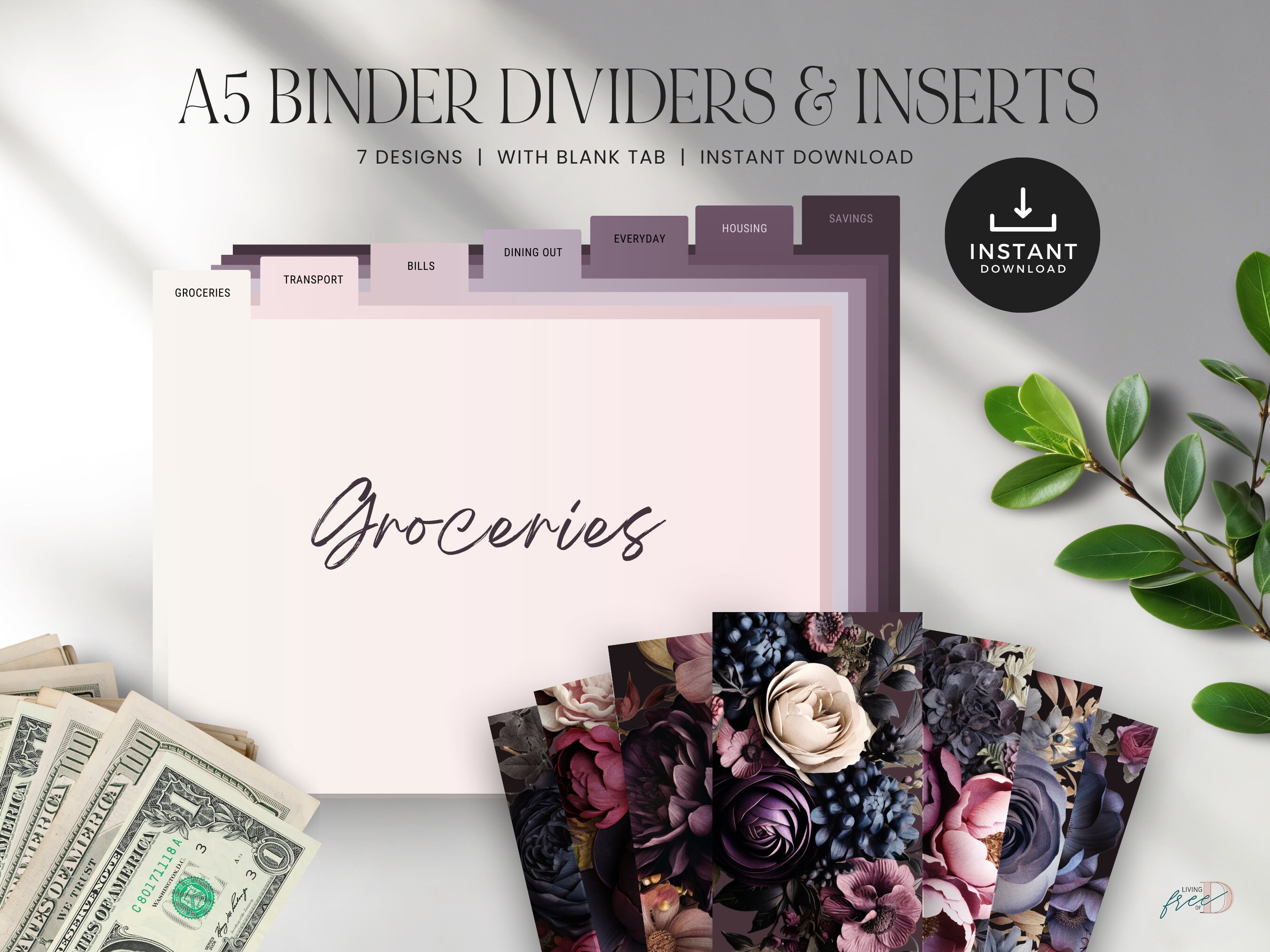 A5 Binder Cash Tab Dividers and Inserts, Money Organizer, Cash Envelope ...