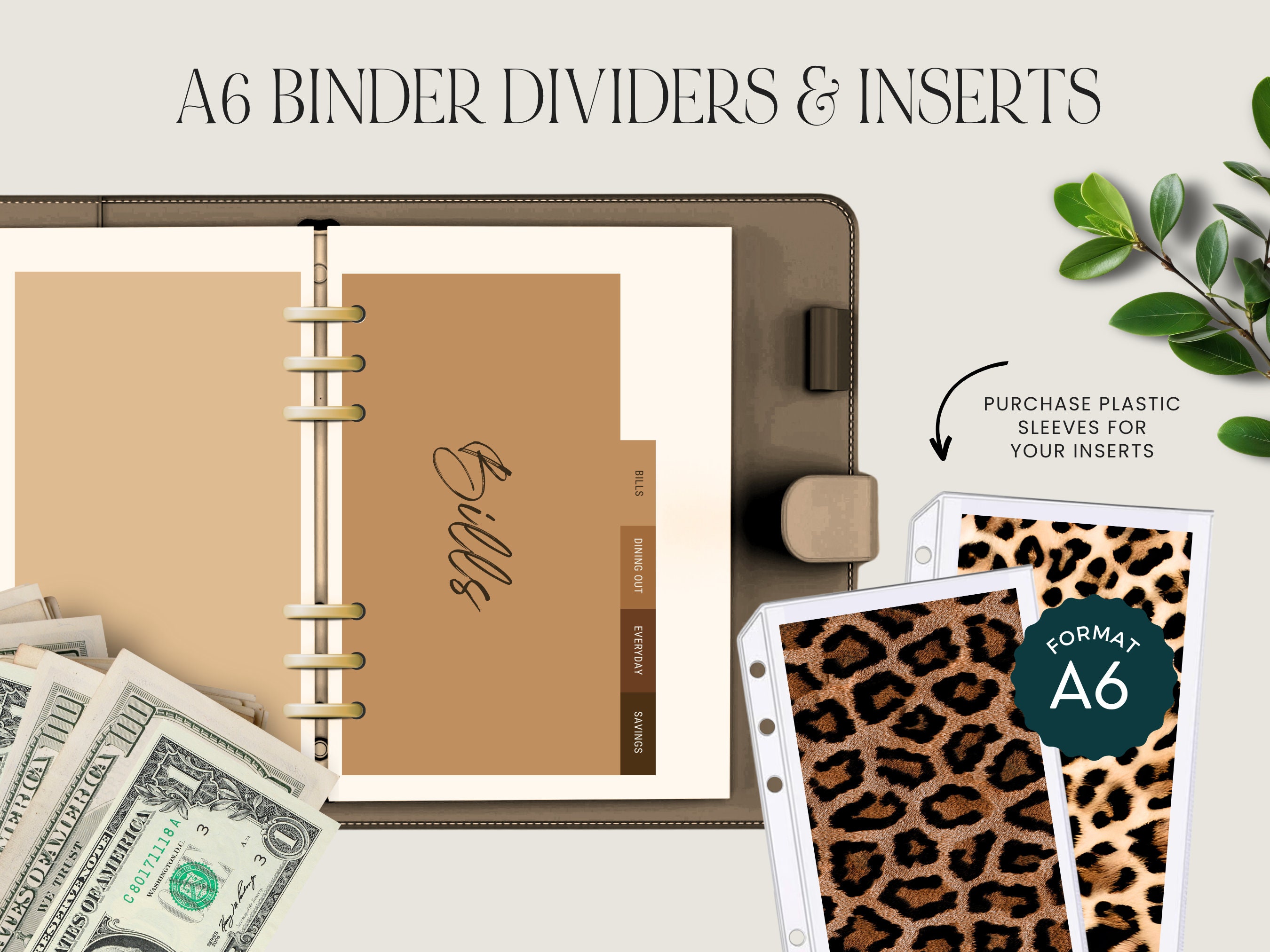 A6 Binder Cash Tab Dividers and Inserts, Money Organizer, Cash Envelope ...
