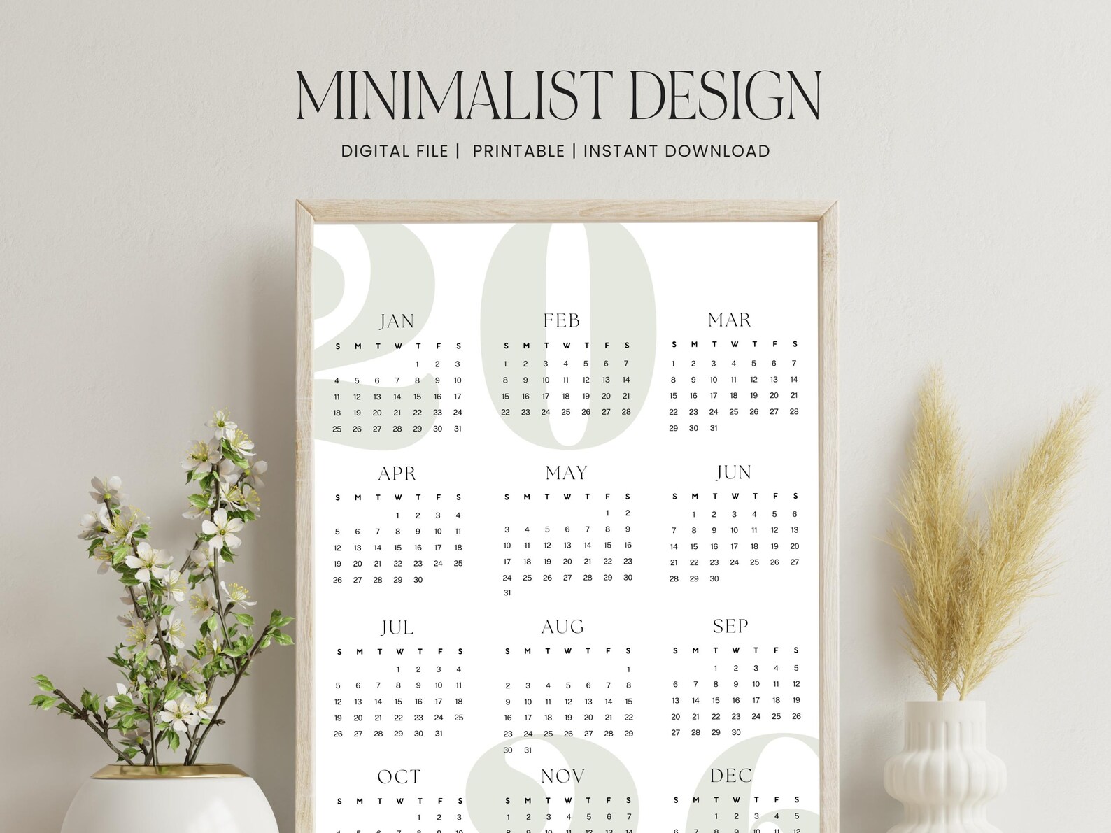 2026 Calendar Portrait, 2026 Monthly Calendar, 12-month Calendar ...