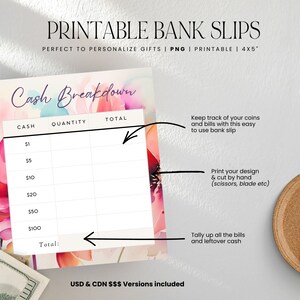 Cash Breakdown Slip, Bank Teller Slip Printable, Coin Counting, Money ...