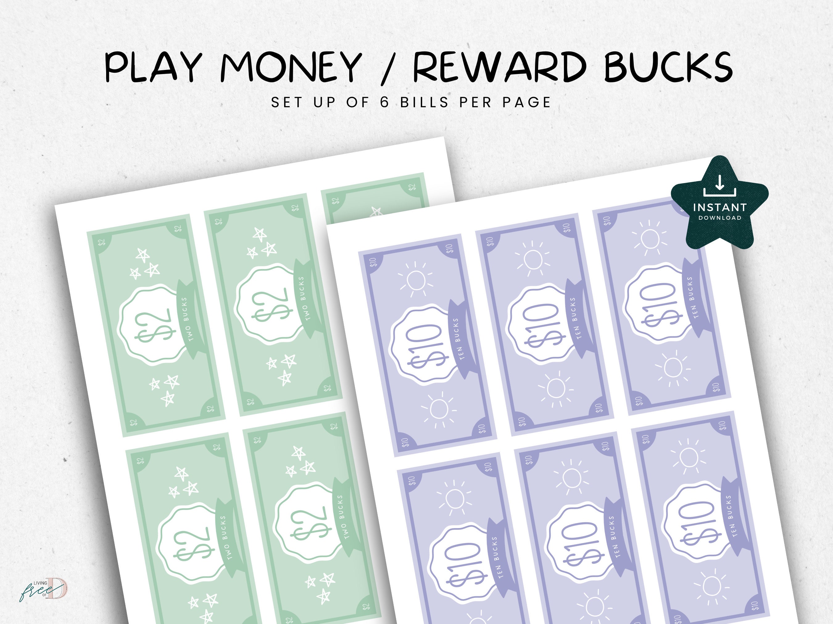 Play Money for Kids, Reward Bucks Printable, Money Games for Kids ...