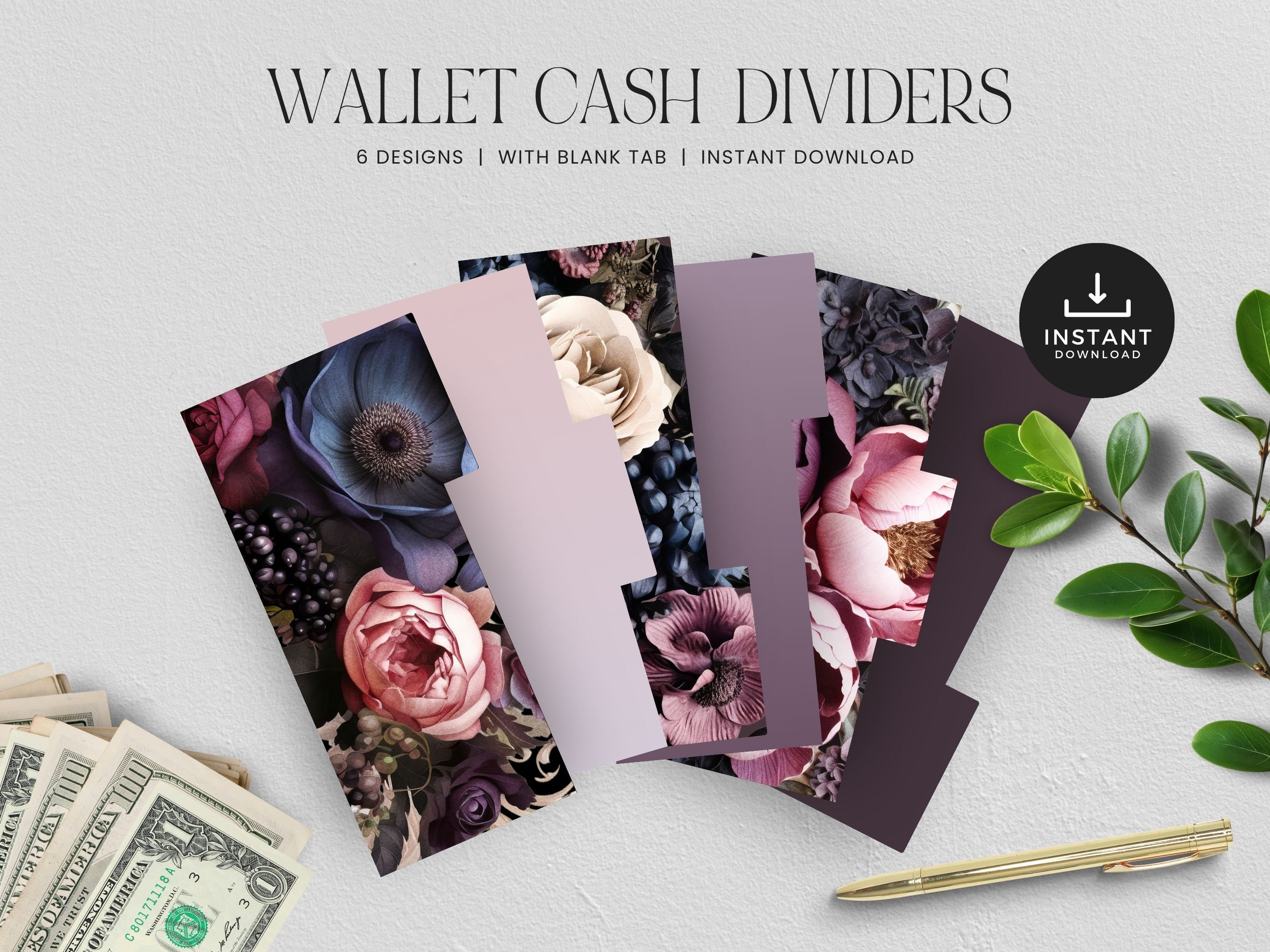 Cash Tab Dividers for Wallet, Cash Organizer, Cash Envelope Wallet ...