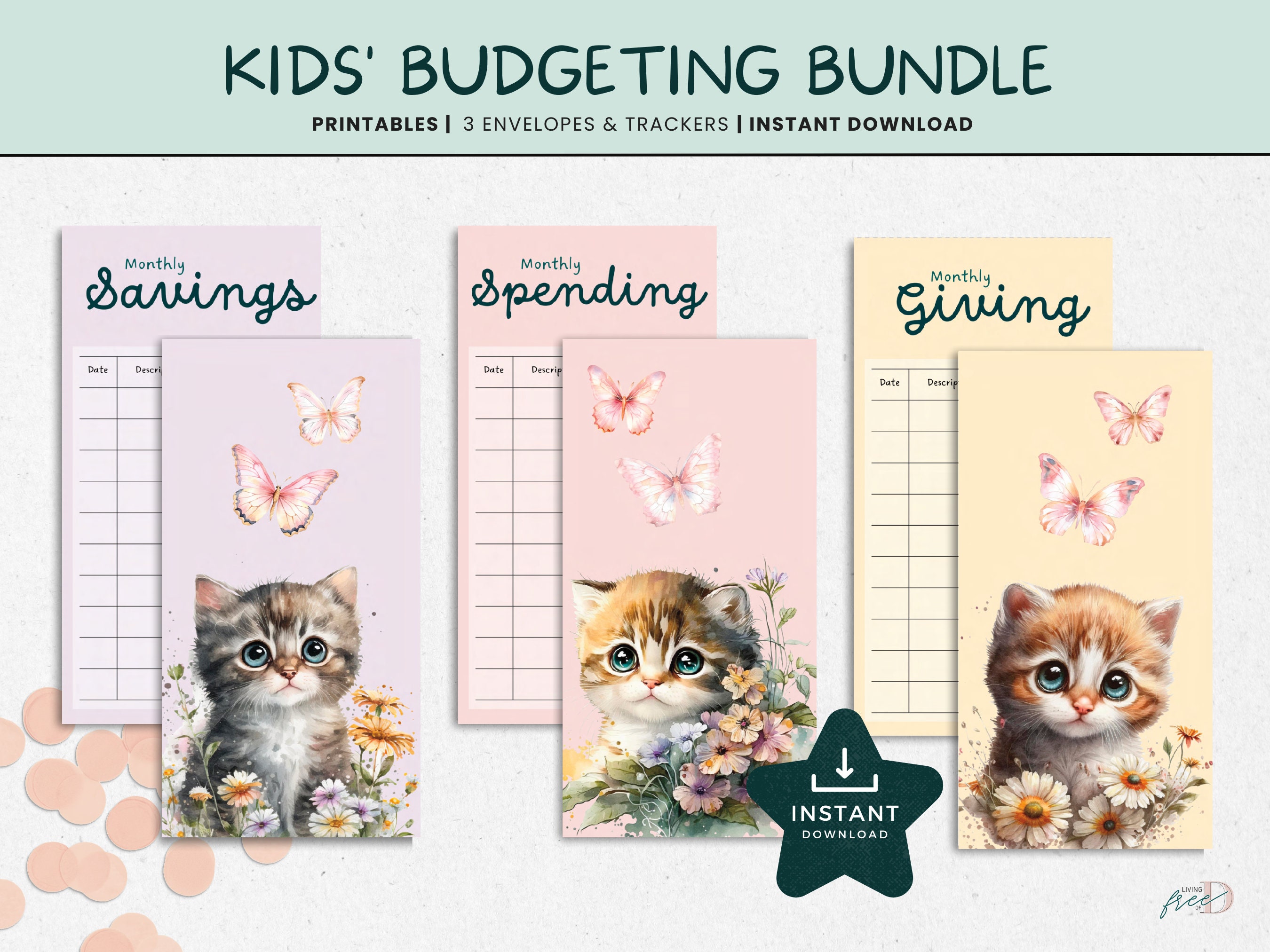 Kids Budgeting Printables Set, Cash Envelopes With Transaction Tracker ...