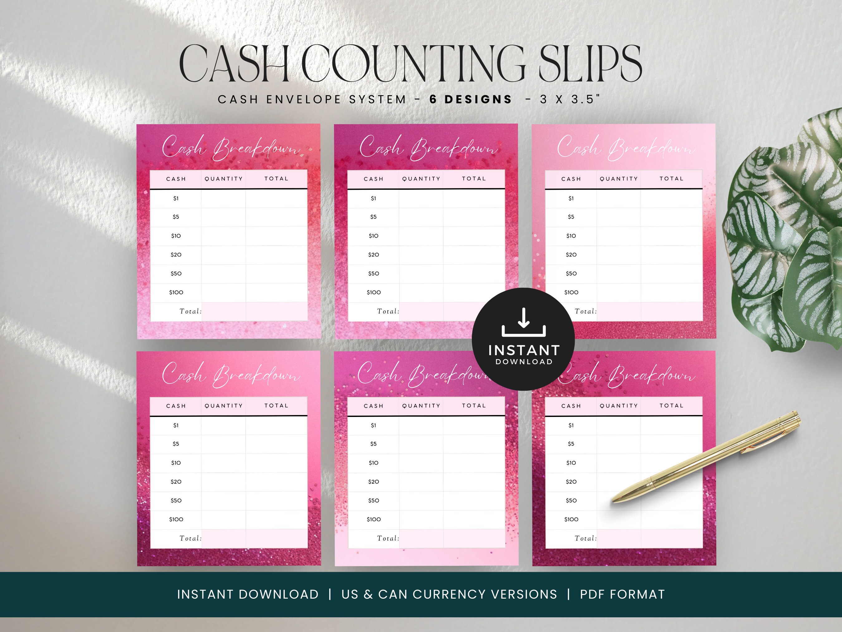 Cash Breakdown Slip, Bank Teller Slip Printable, Coin Counting, Money ...