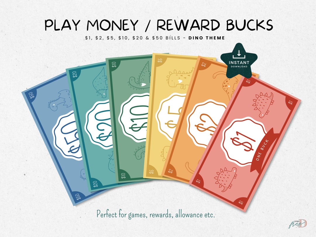 Play Money for Kids, Reward Bucks Printable, Money Games for Kids ...