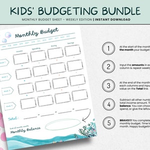 Kids Budgeting Printables Set, Cash Envelopes With Transaction Tracker ...