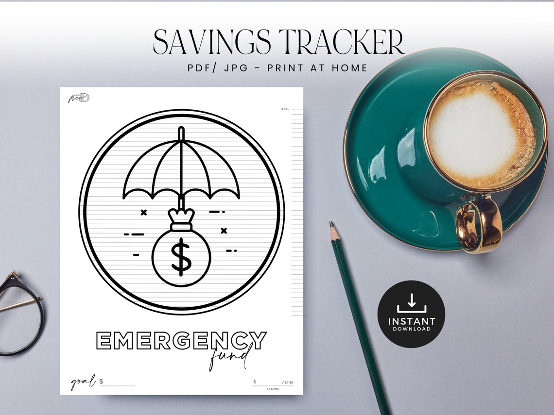 Emergency Fund Progress Tracker, Rainy Day Saving Challenge Printable ...