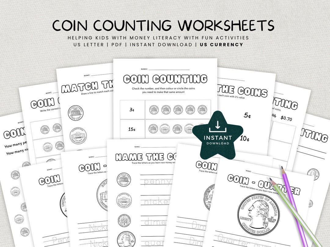 Coins Printable Worksheet, Money Literacy Printable, Cash Activities ...