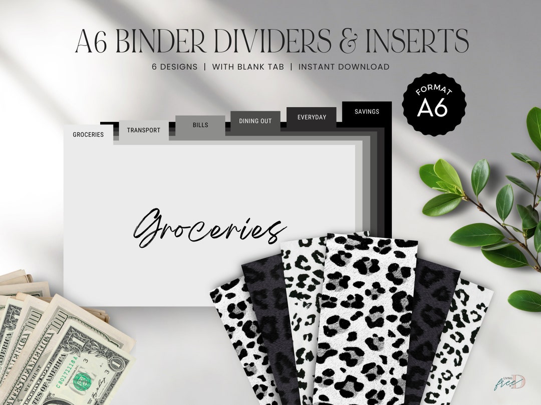 A6 Binder Cash Tab Dividers and Inserts, Money Organizer, Cash Envelope ...