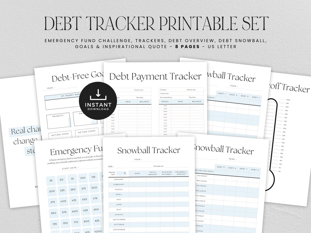 Credit Card Debt Tracker Printable Set, Debt-free Trackers, Emergency ...