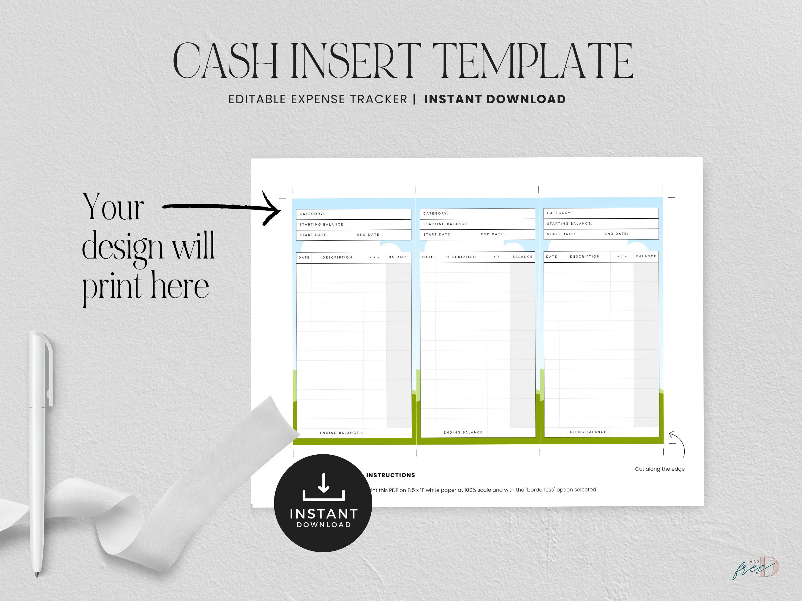 Cash Envelope Insert Canva Template, Editable Cash Spending Tracker ...