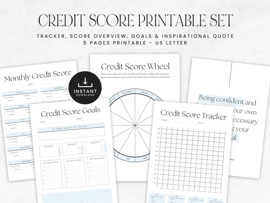 Credit Score Planner Printable Set, Credit Score Trackers, Money Goals ...