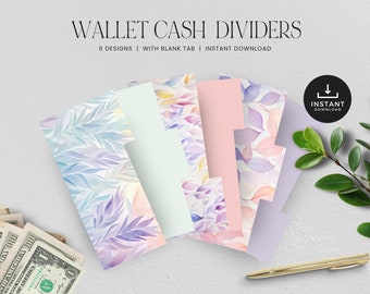 Cash Tab Dividers for Wallet, Cash Organizer, Cash Envelope Wallet ...