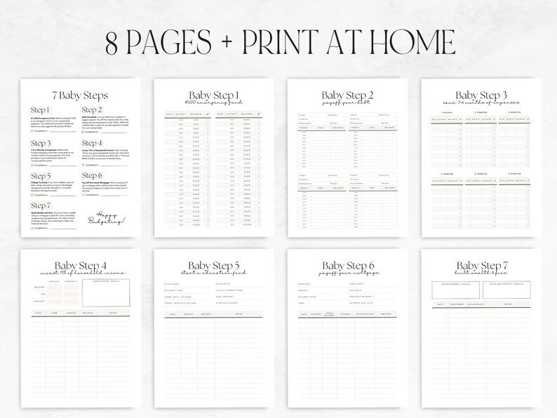 7 Baby Steps Progress Tracker Printable, FIRE Movement, Dave Ramsey ...
