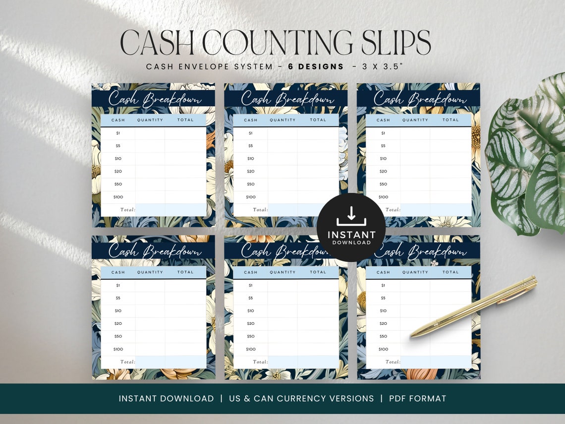 Cash Breakdown Slip, Bank Teller Slip Printable, Coin Counting, Money ...