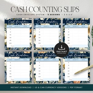 Cash Breakdown Slip, Bank Teller Slip Printable, Coin Counting, Money ...