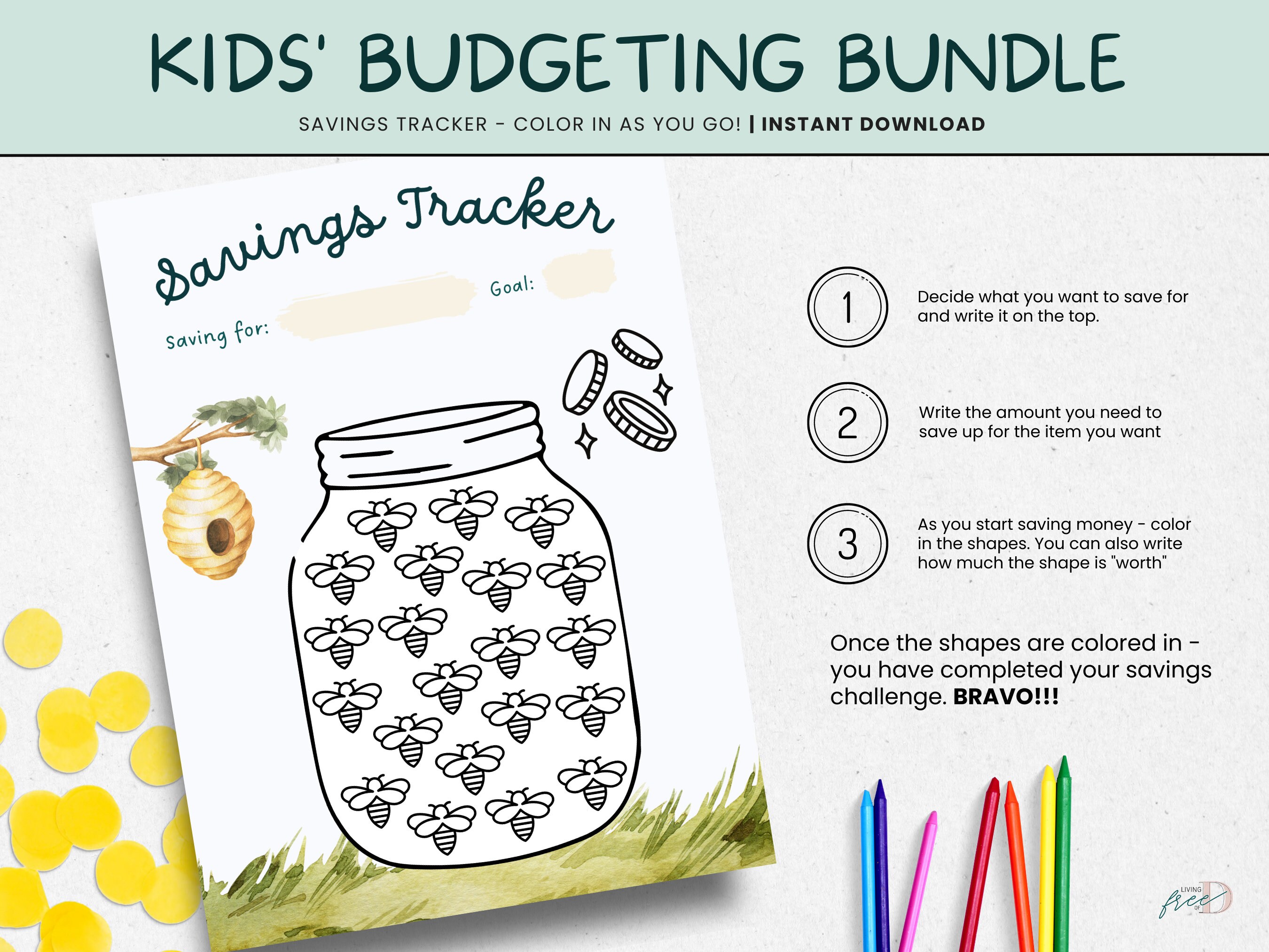 Kids Budgeting Printables Set, Cash Envelopes With Transaction Tracker ...