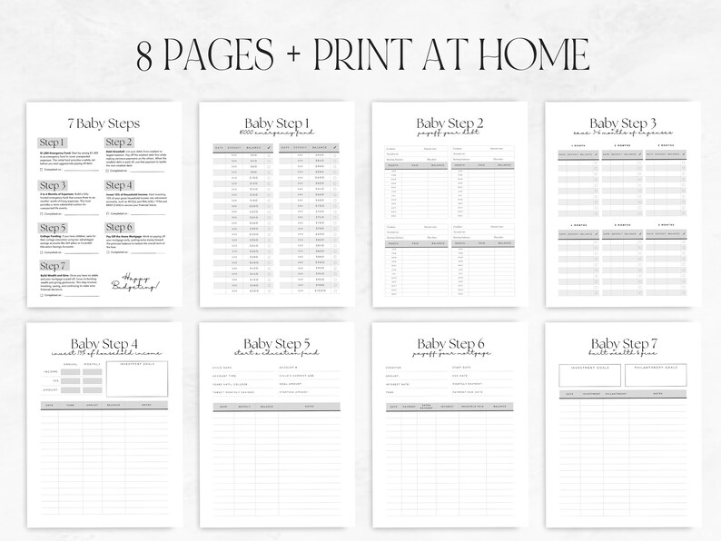 7 Baby Steps Progress Tracker Printable, FIRE Movement, Dave Ramsey ...