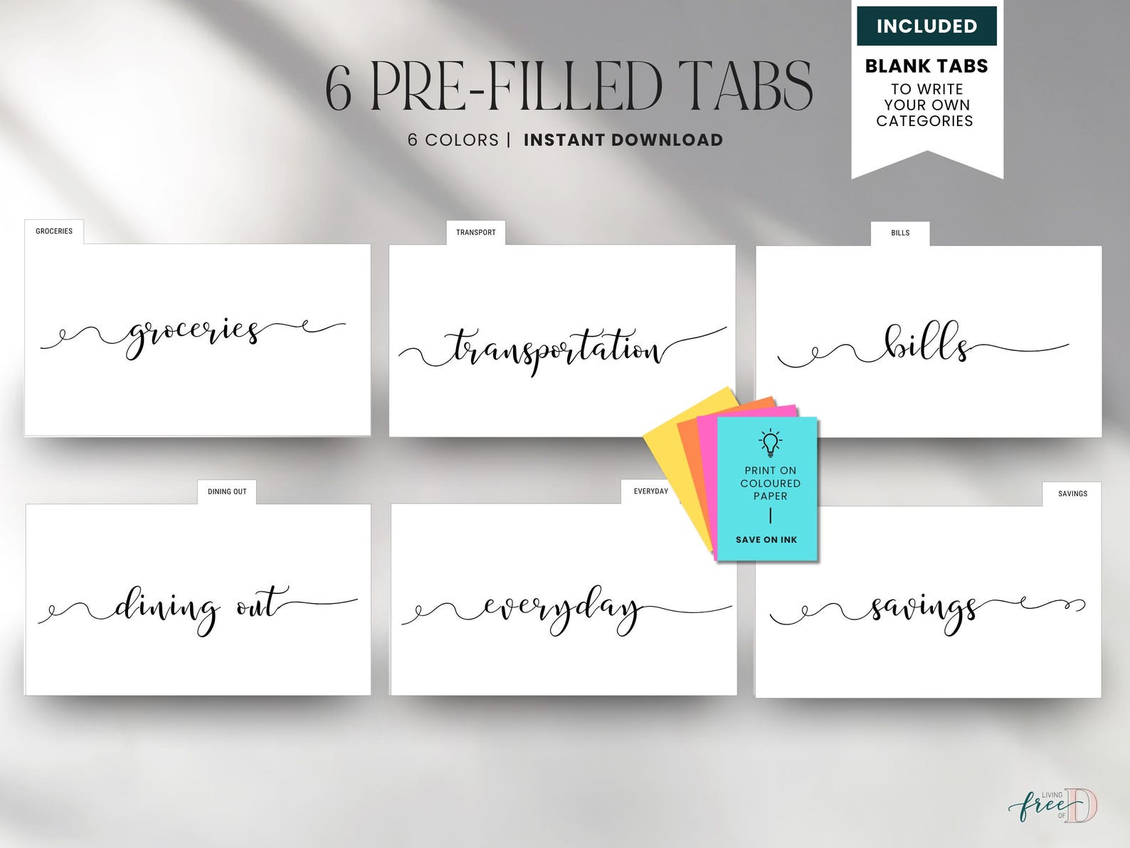 A6 Binder Cash Tab Dividers and Inserts, Minimalist Money Organizer ...