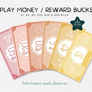 Play Money for Kids, Reward Bucks Printable, Money Games Kids, Chore ...