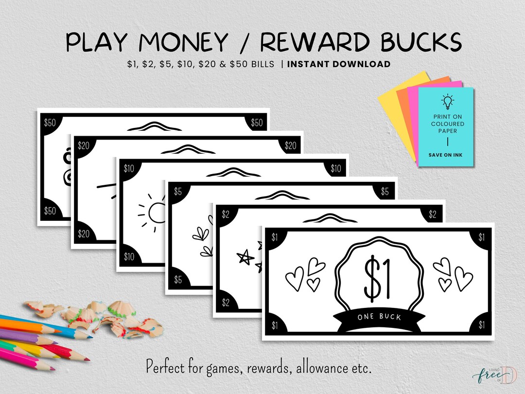 Play Money for Kids, Reward Bucks Printable, Money Games for Kids ...