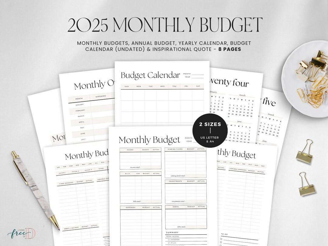 2025 Monthly Budget Printable, Financial Tracker Template, Budget ...